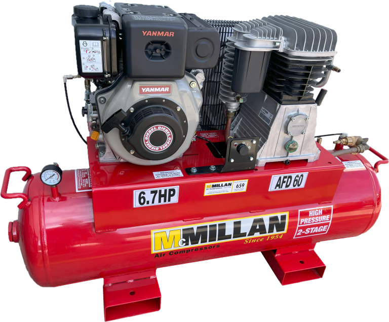 MCMILLAN AIR COMPRESSOR ABAC PUMP DIESEL ELECTRIC START MADE IN AUSTRALIA AFD49-ES - FREIGHT ...